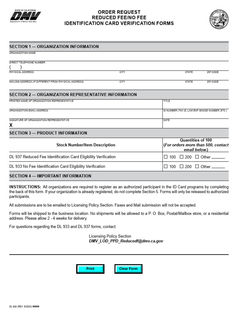CA Free Id Card Forms Request | PDF | Wic | Identity Document