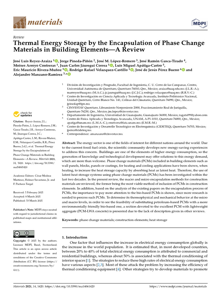 Thermal Energy Storage by The Encapsulation of Phase Change Materials ...