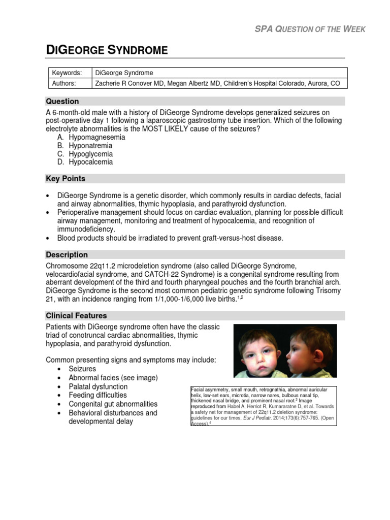 Week 159 DiGeorge Syndrome | PDF | Congenital Heart Defect ...