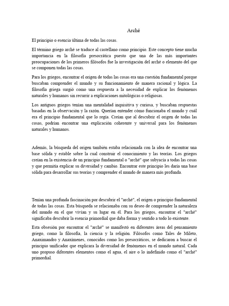 Arche | PDF | Razón | Filosofía griega antigua