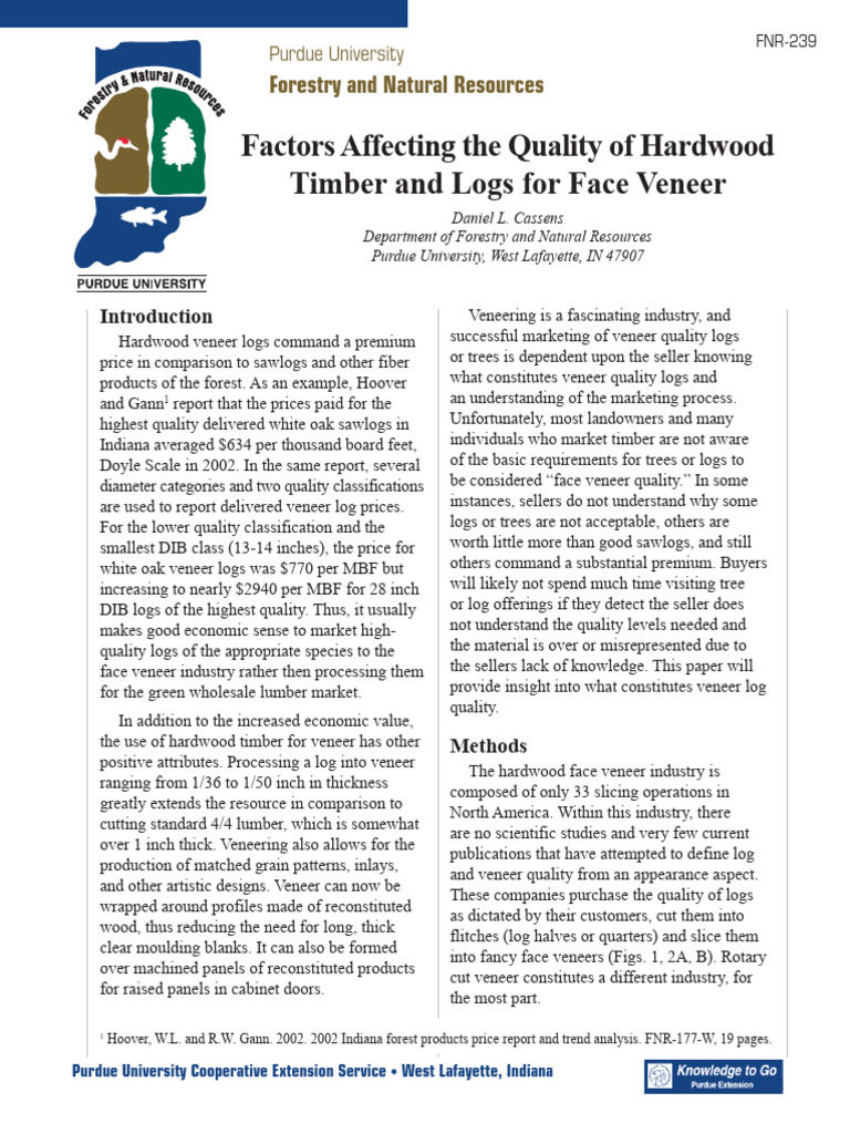 !factors Affecting The Qua of HW Timber& Logs For Face Veneer | PDF ...