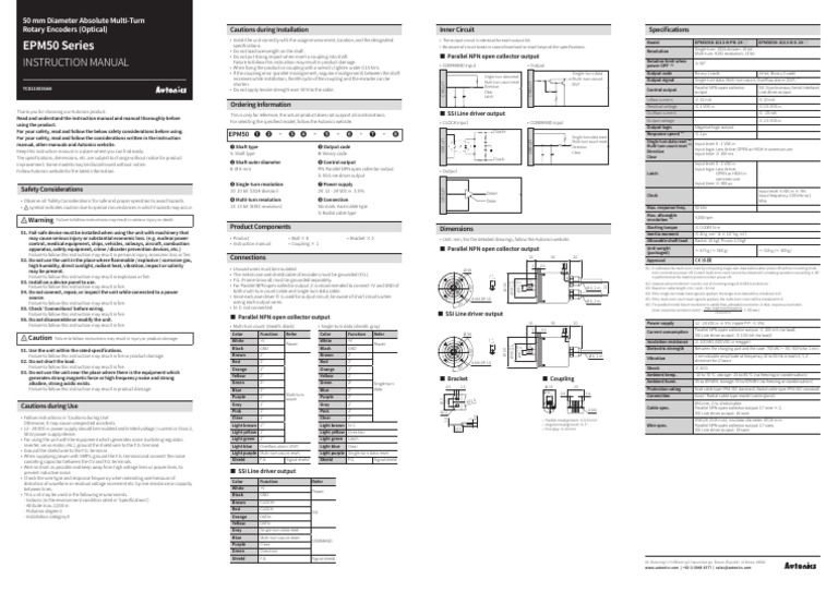 EPM50 Absolute Multi-Turn Rotary Encoders (Optical) | PDF | Power Supply | Electrical Engineering