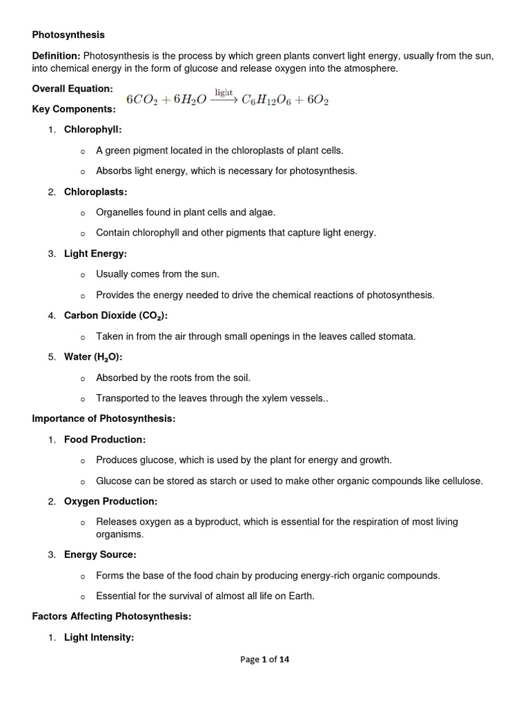 Photosynthesis - BOOK 9 NOTES | PDF | Carbon Dioxide | Climate Change