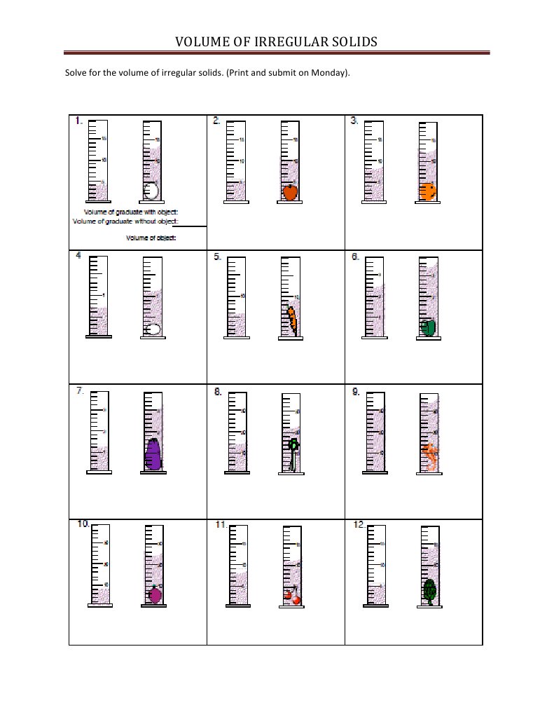 Volume of Irregular Solids | PDF