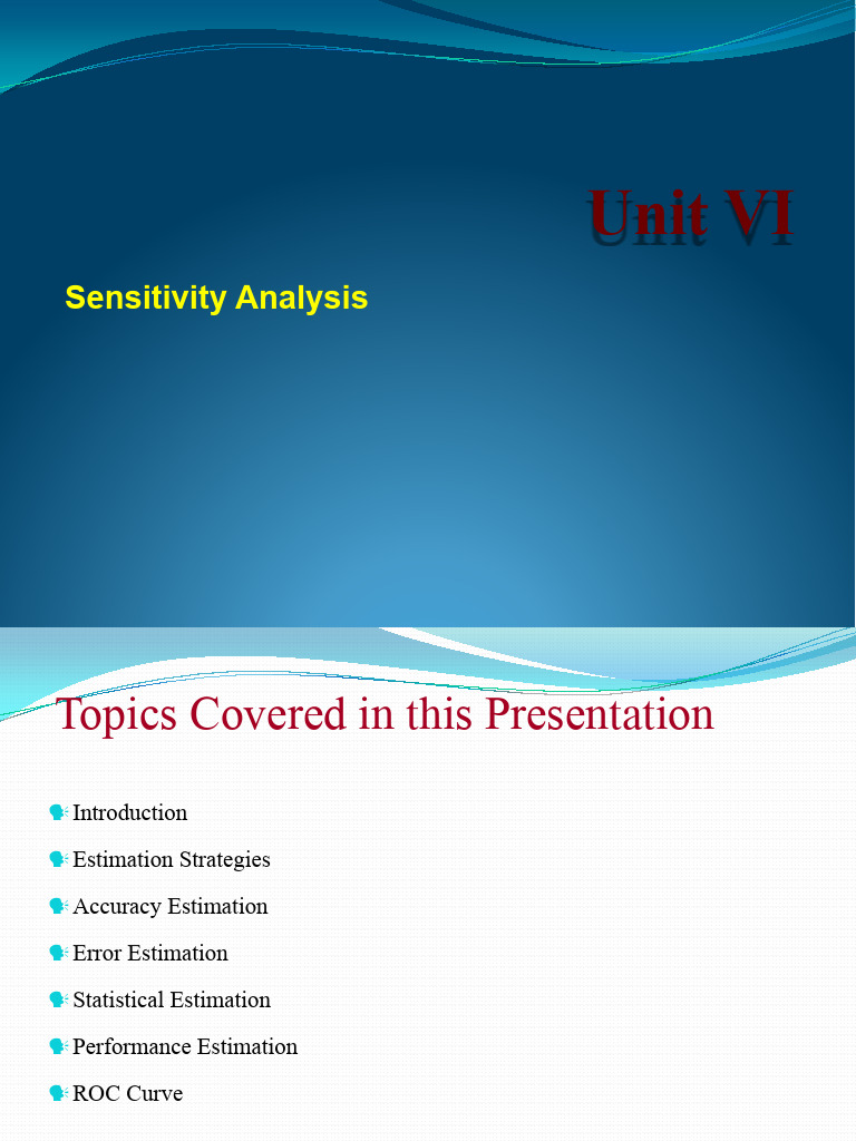 Unit 6-Feature engineering and sensitivity analysis | PDF | Receiver Operating Characteristic ...