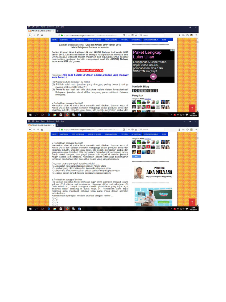 Contoh Soal UN BIndo Online | PDF