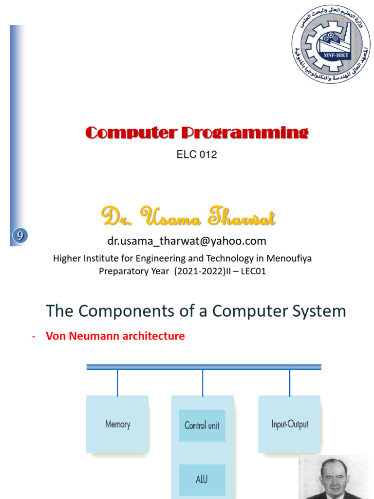 برمجة الحاسب الالى - الاسبوع الثاني | PDF | Computer Data Storage ...