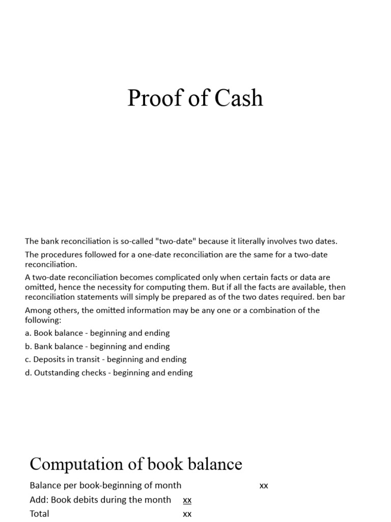 Proof of Cash | PDF | Debits And Credits | Banks