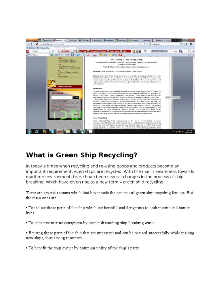 Understanding Green Ship Recycling | PDF | Recycling | Ships