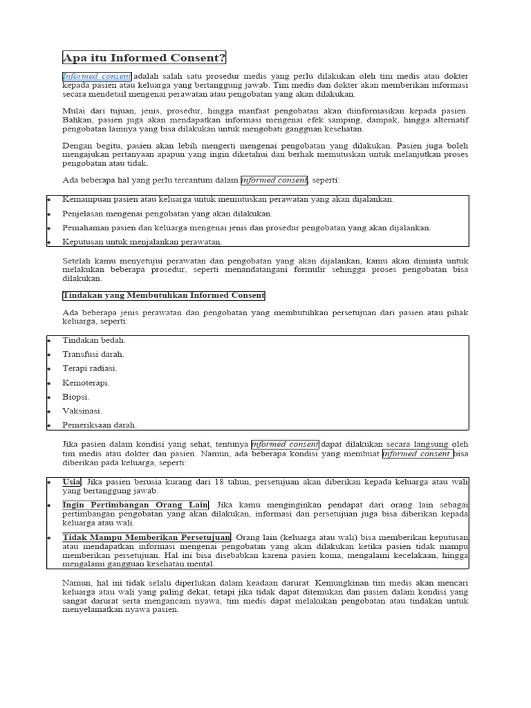 Apa Itu Informed Consent | PDF