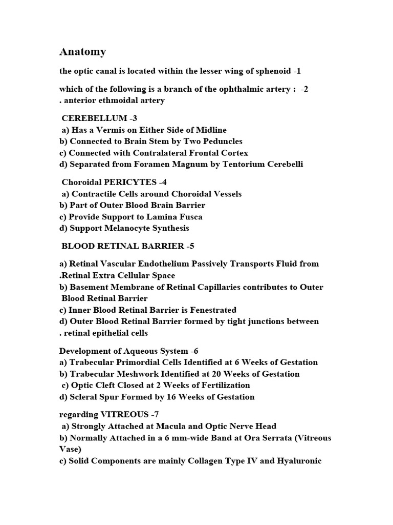 2019 Basic Science Questions Exam | Download Free PDF | Retina | Anatomy