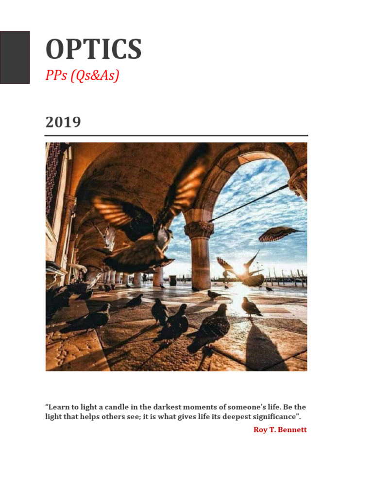 Optics 2019 Qs&Answers Class Note | PDF | Ultraviolet | Myopia