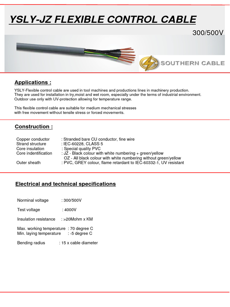 Southern YSLY-JZ FLEXIBLE CONTROL CABLE | PDF