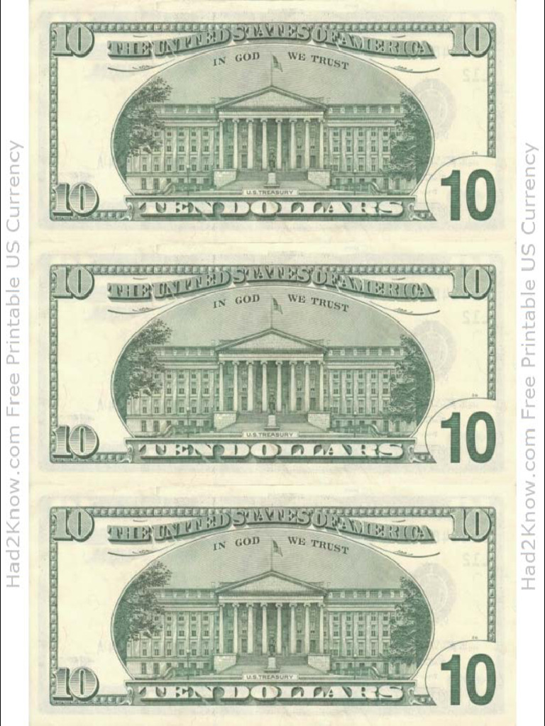 Main - Ten Dollar Bill Template Back | PDF