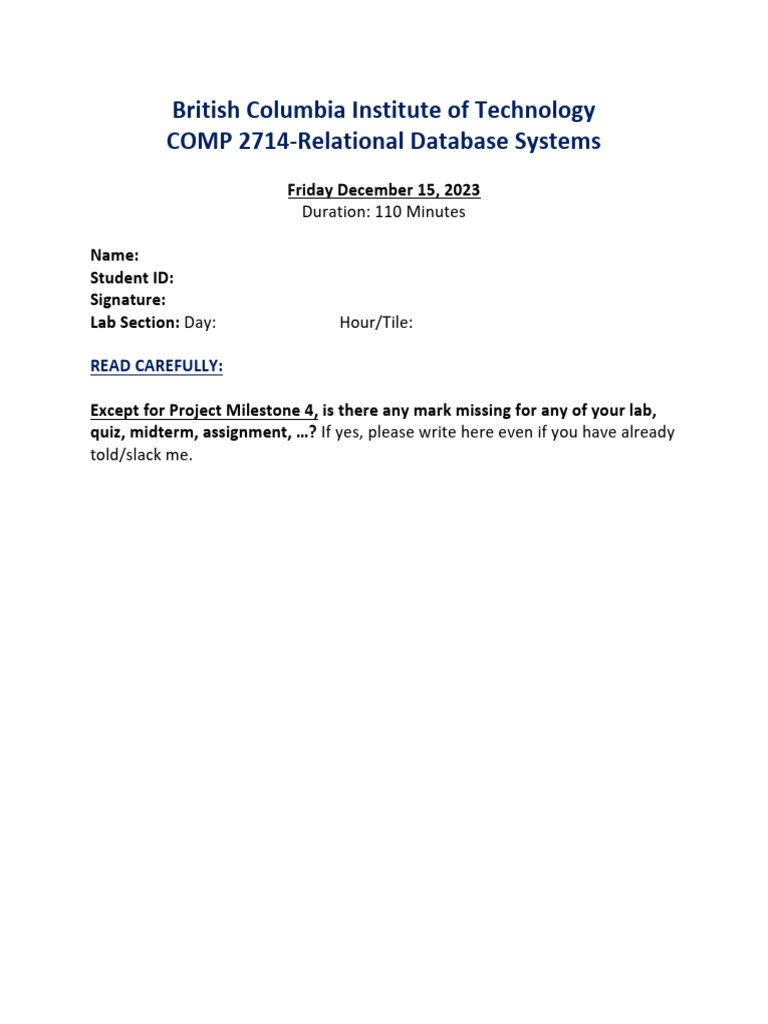 Final Exam Sample Answers | PDF | Multiple Choice