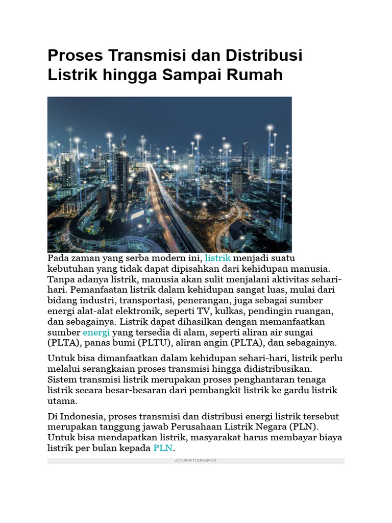 distribusi listrik dari pembangkit sampe ke rumah | PDF