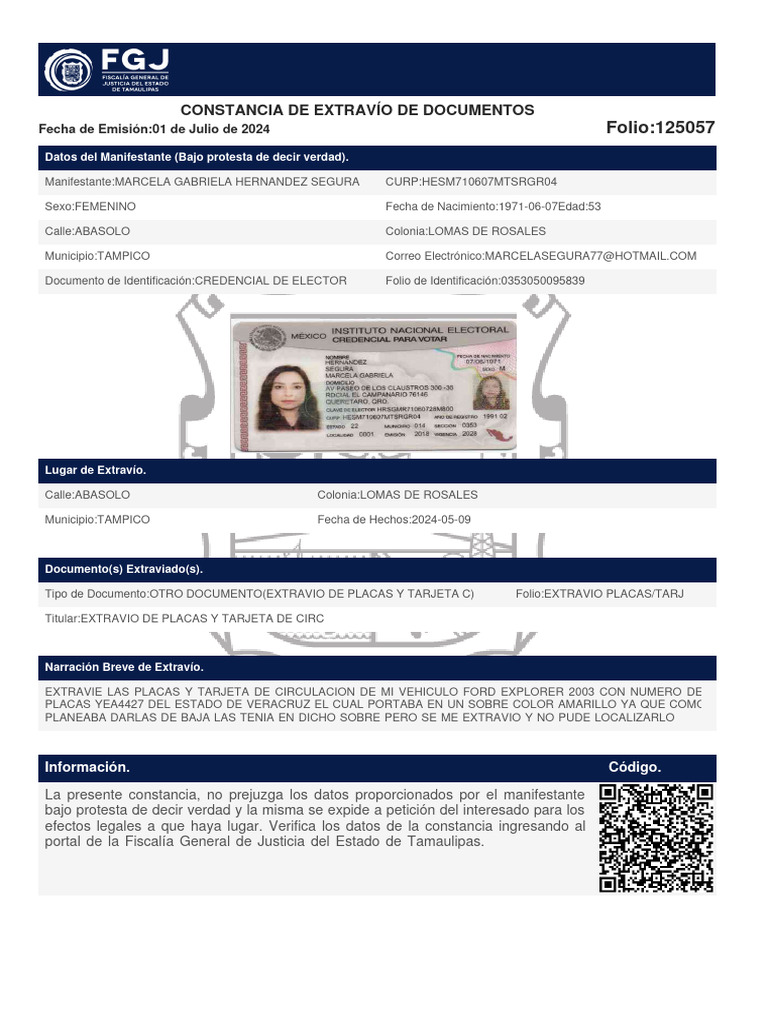 Extravio Folio 125057 | PDF