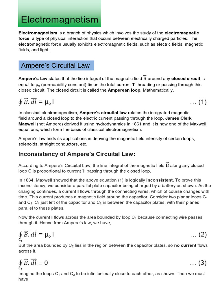 Electromagnetism | PDF | Magnetic Field | Wave Function Electromagnetism | PDF | Magnetic Field | Wave Function