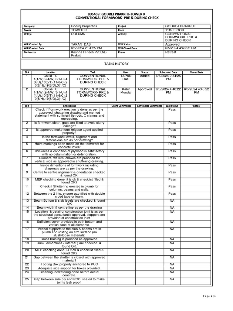 806469: Godrej Prakriti-Tower R - Conventional Formwork-Pre & During ...