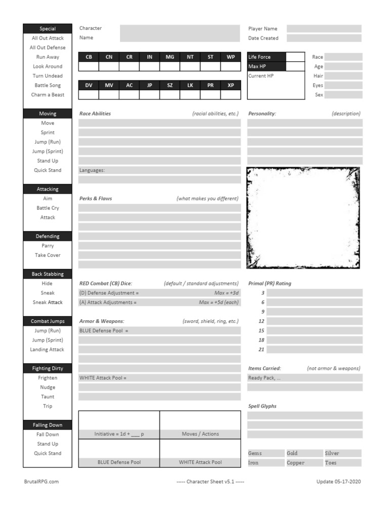 BRUTAL_Character_Sheet_v5.1 | PDF