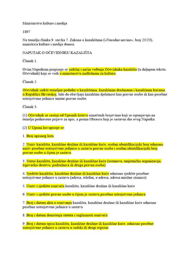 Naputak o Očevidniku Kazališta | PDF