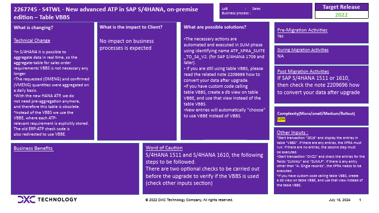 DXCS4 - SI - 2267745 - S4TWL - New Advanced ATP in SAP - Table VBBS | PDF | Computer Science ...