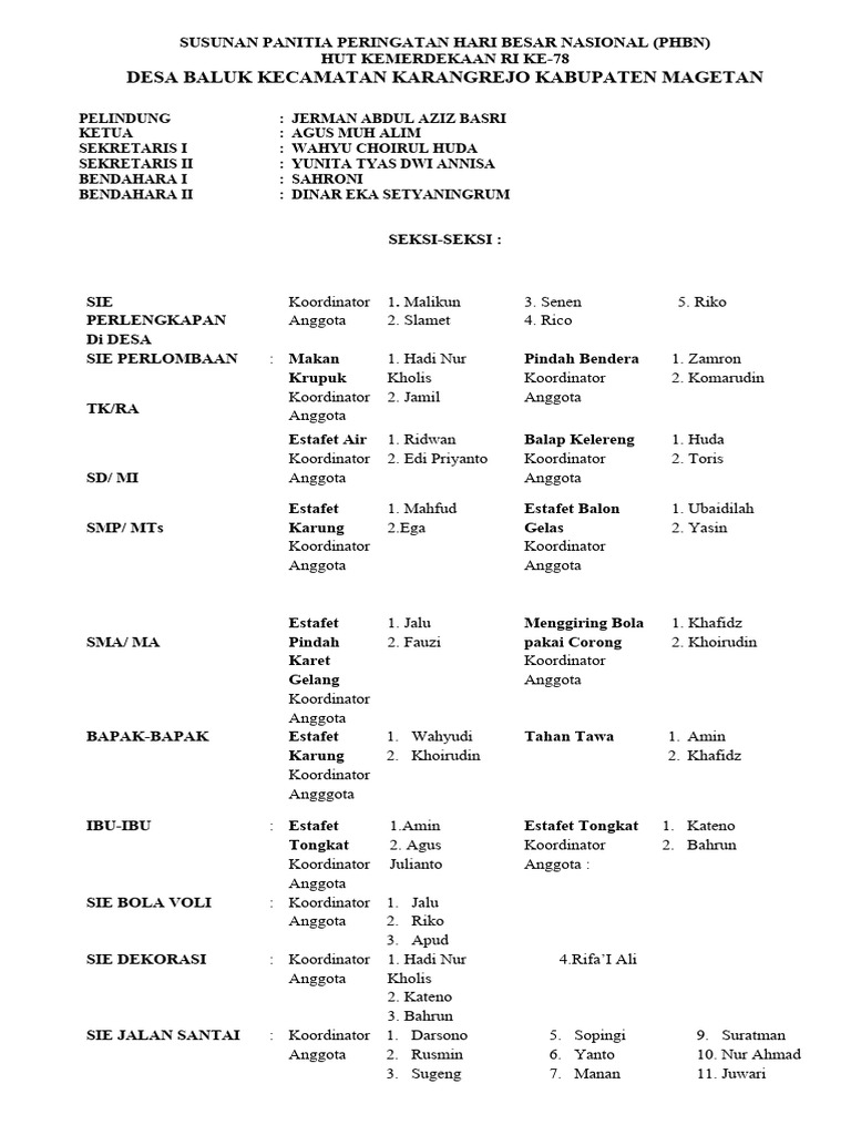 SUSUNAN PANITIA PHBN 2023 Fix | PDF