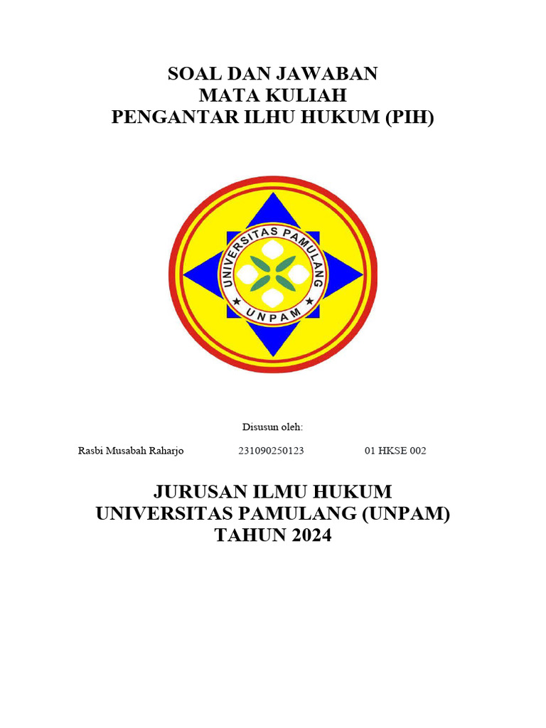 SOAL DAN JAWABAN PIH Pert 15 | PDF