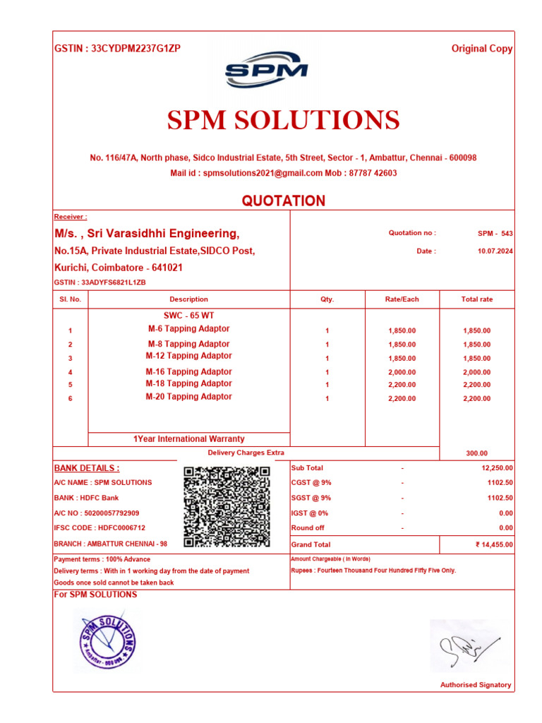 spm 543 Sri Varasidhhi Engineering | PDF