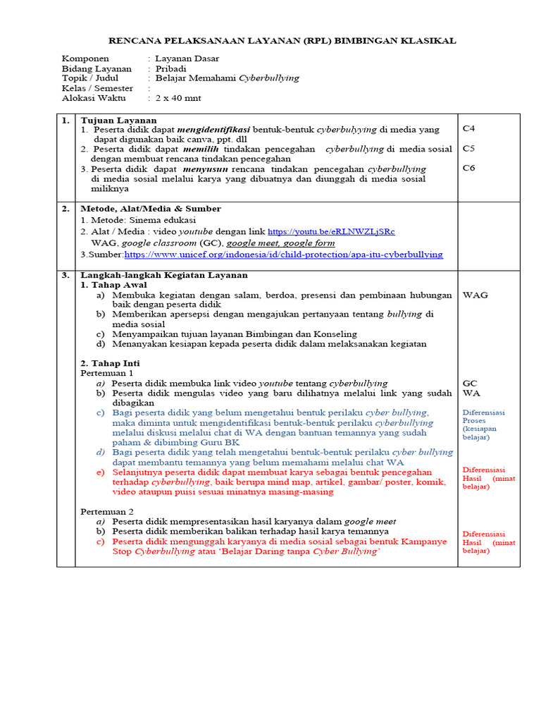 Contoh RPL Diferensiasi | PDF