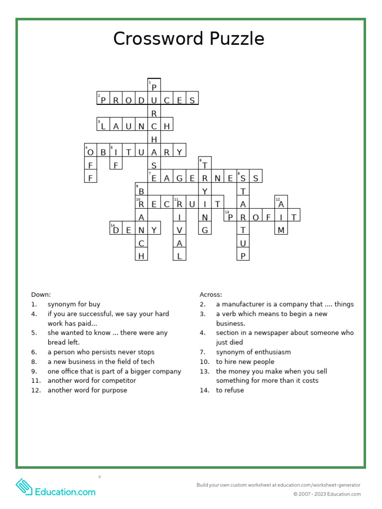 KEY Crossword 10th Grade 27 Feb - 3 Mar 2023 | PDF | Word Puzzles ...