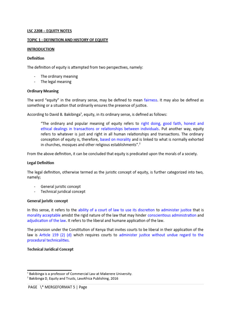 Equity - Notes 1 & 2 | PDF | Concurrent Estate | Mortgage Law