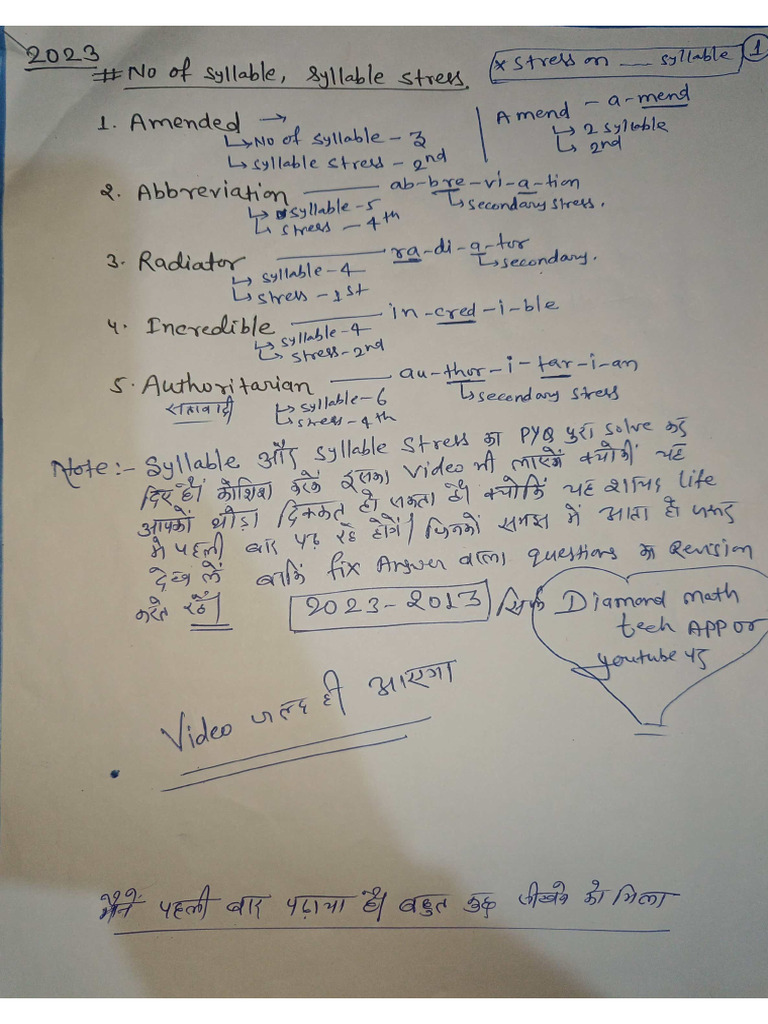 Syllable and Syllable Stress | PDF