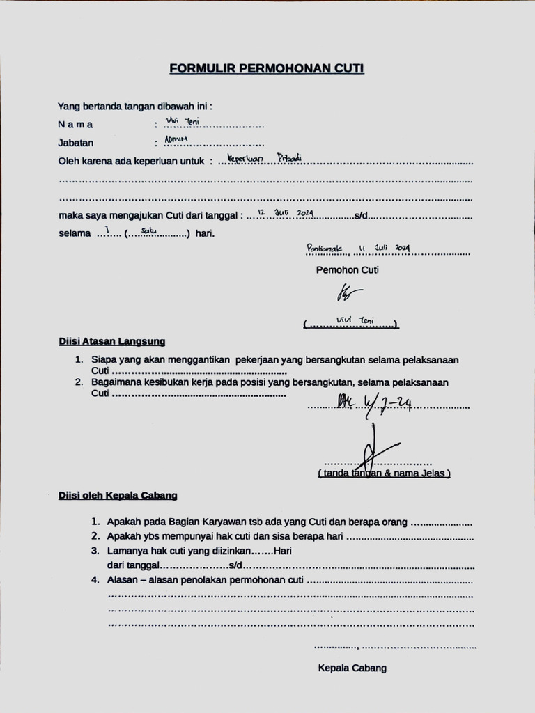 Form Cuti-2 | PDF