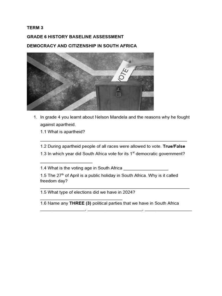 Term 3 Grade 6 History Baseline Assessment | PDF