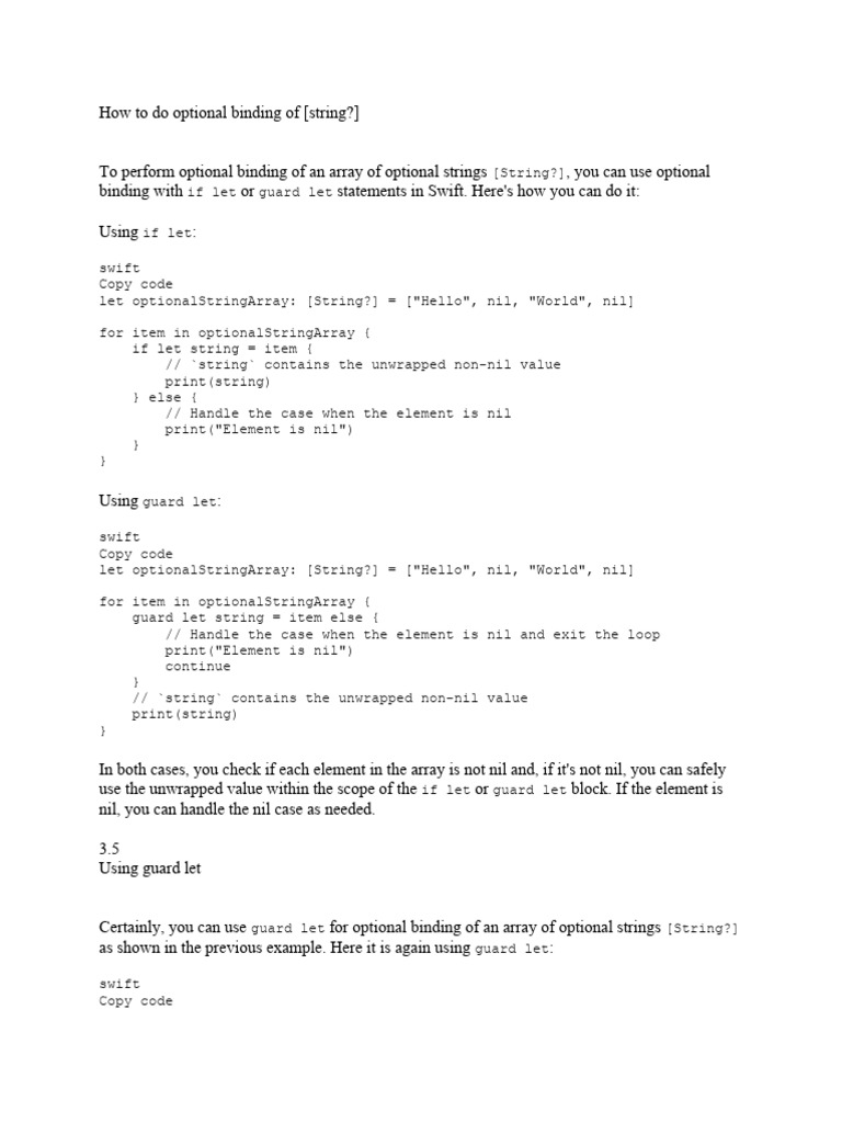 How To Do Optional Binding Pdf 