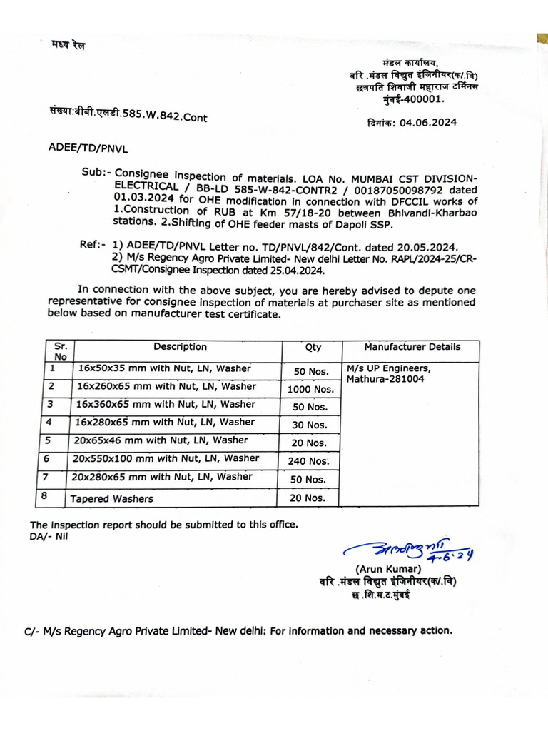 Dept. Approvale Letter for Consignee (1) | PDF
