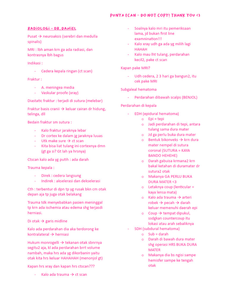 Catatan Radiologi (PUNYA ECAN) | PDF