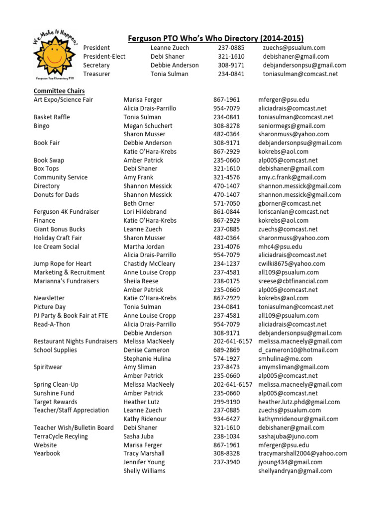 2014 - 15 PTO Committee Chairs | PDF