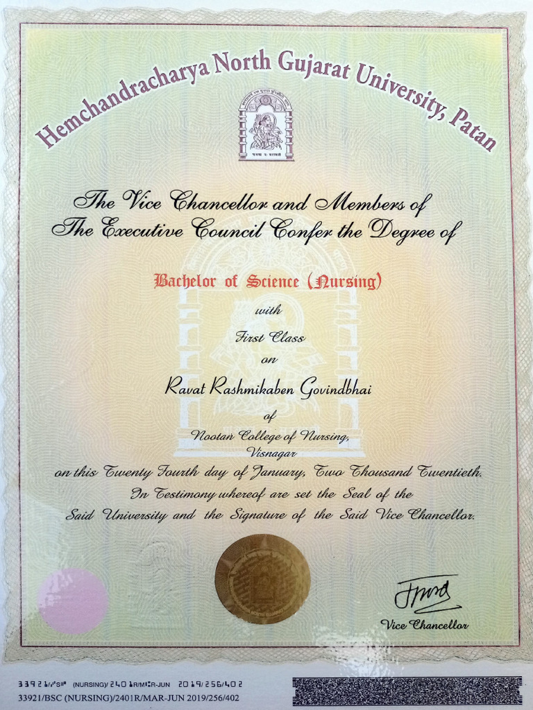 Gujarat University B.Sc. Nursing Degree | PDF