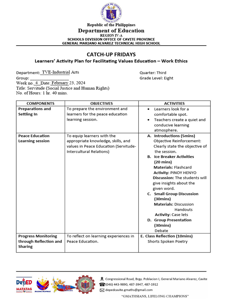 Catch-Up-Friday-Learning-Plan-TVE 2024 (February 23) | PDF | Learning ...
