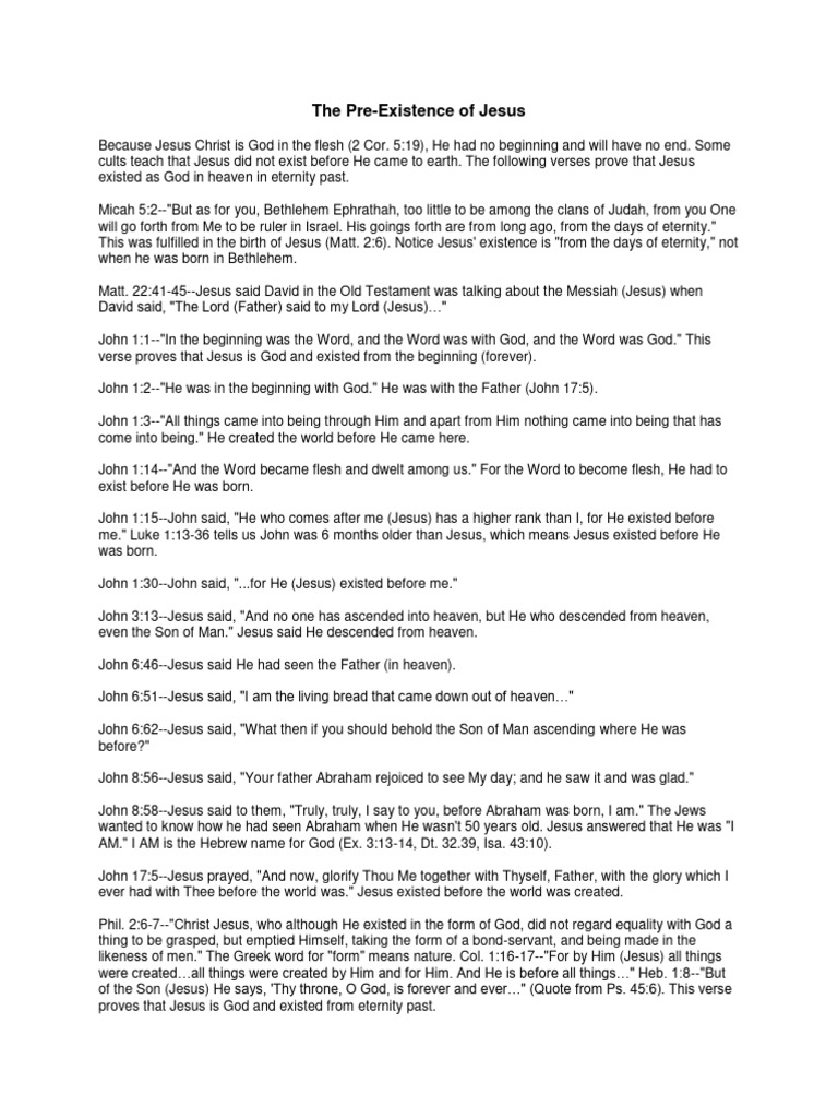 The Pre-Existence of Jesus | PDF | Logos (Christianity) | Jesus