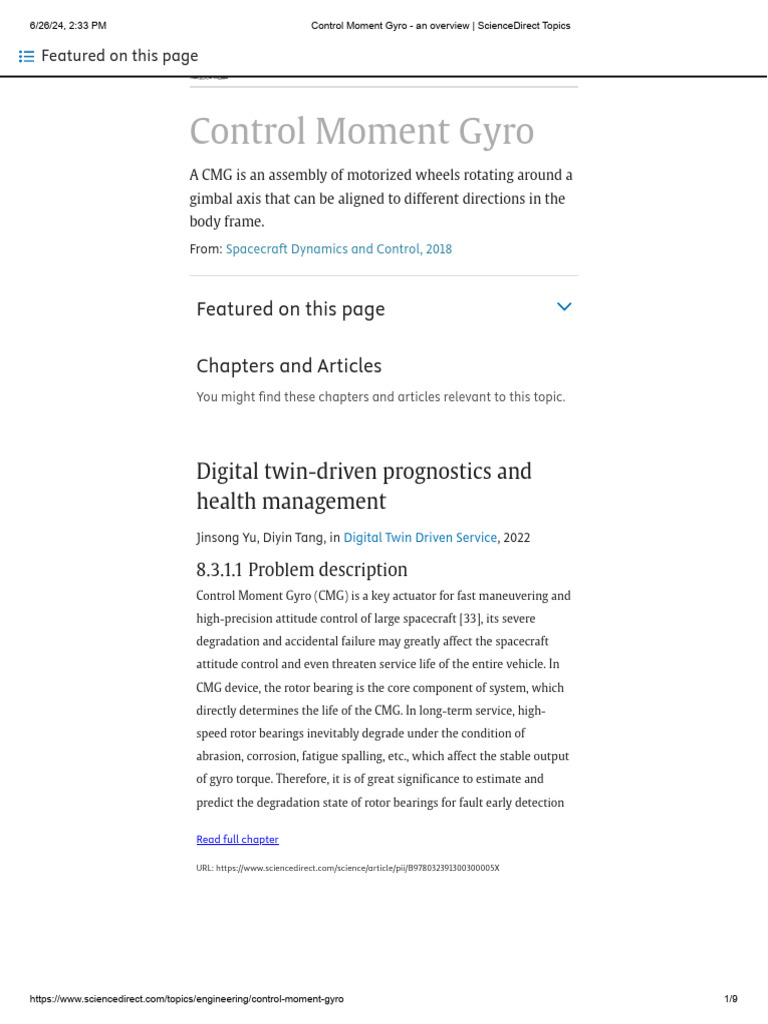 Control Moment Gyro - An Overview - ScienceDirect Topics | PDF | Gyroscope | Motion (Physics)