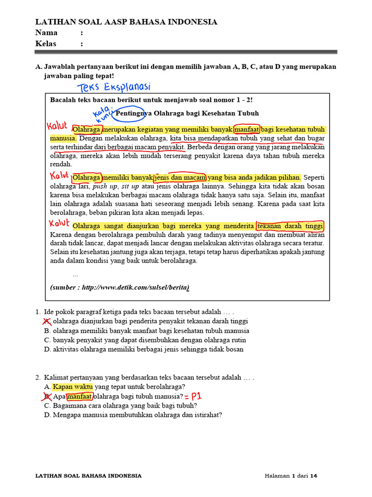 BINDO Latihan US Kelas 6 | PDF | Kajian Bahasa Asing | Kesehatan Holistik