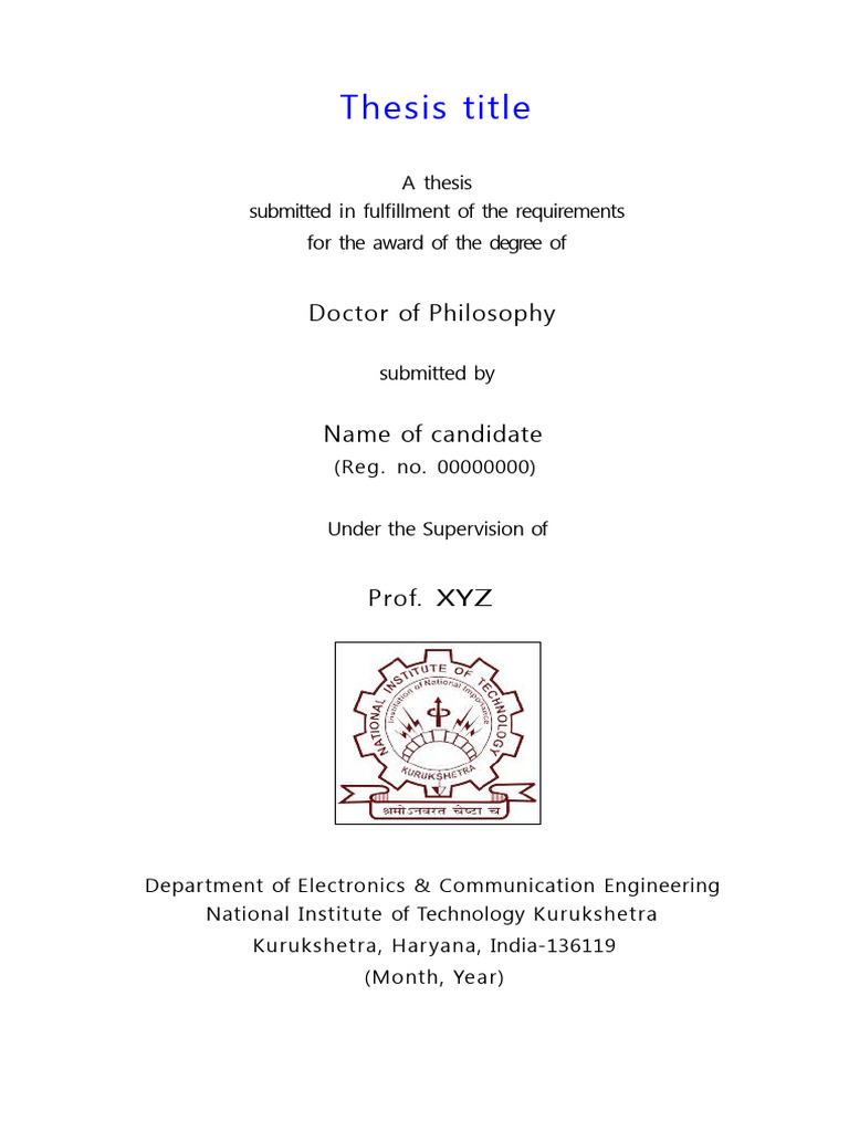 Nit Kurukshetra PHD Thesis Template | PDF | Mean Squared Error