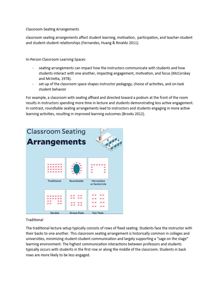 Classroom Seating Arrangements | PDF | Classroom | Learning