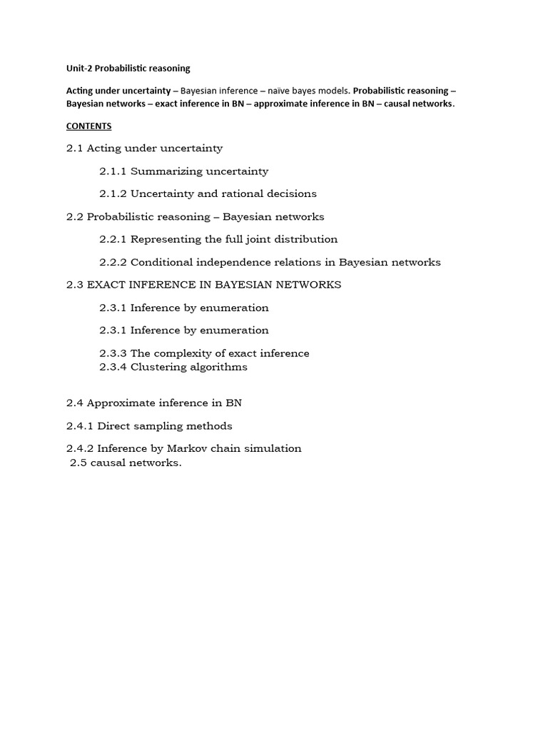 Unit-2 | Download Free PDF | Bayesian Network | Bayesian Inference