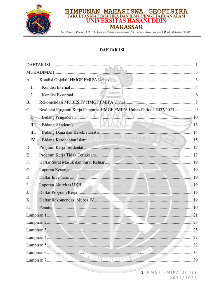 LPJ Umum HMGF Fmipa Unhas Periode 2022-2023 | PDF