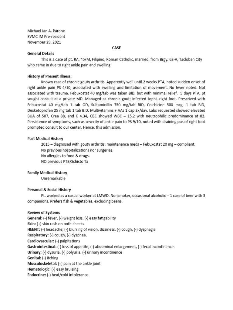 Infected Tophi Chronic Gouty Arthritis | PDF | Gout | Arthritis