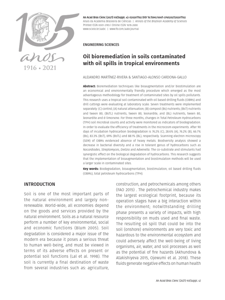 Oil Bioremediation in Tropical Soils | PDF | Soil | Chemistry